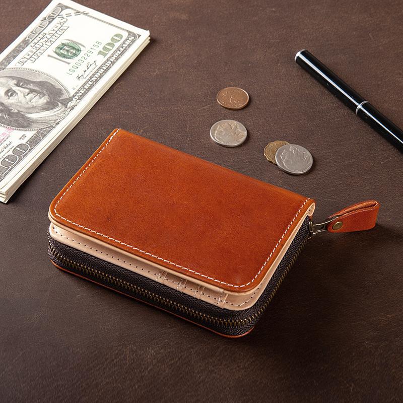 Short Short Men's Wallet Genuine Leather Vertical Coin Purse Zipper ...
