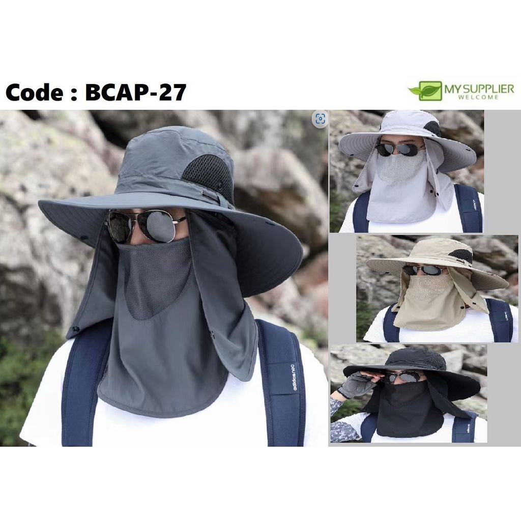 BCAP-27 Fishing Hat Neck Flap Waterproof Full Face Cover Topi Penutup ...