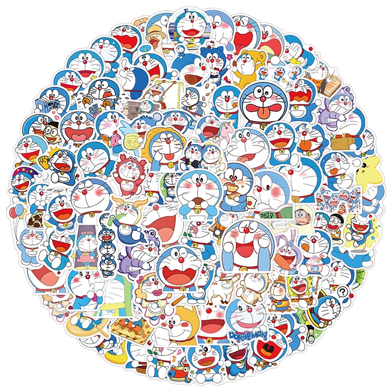 103PCS Cartoon Cute Doraemon Waterproof Stickers For Helmet Bicycle ...