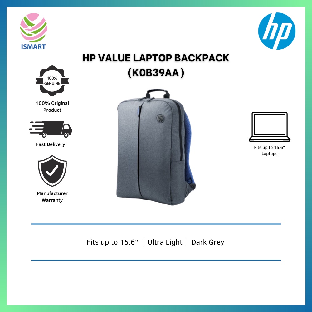 HP Backpack Laptop Value 15.6 K0B39AA | Shopee Malaysia