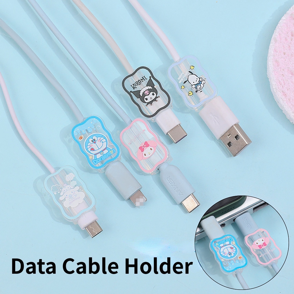 Cartoon Wave-Shaped Data Cable Holder / Transparent Charging Cable Anti ...