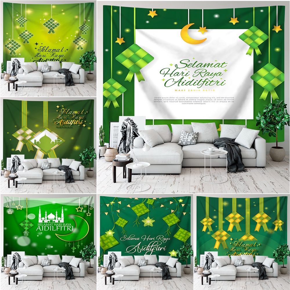 Holiday Eid Al-Fitr Wall Tapestry with Clips Selamat Hari Raya ...