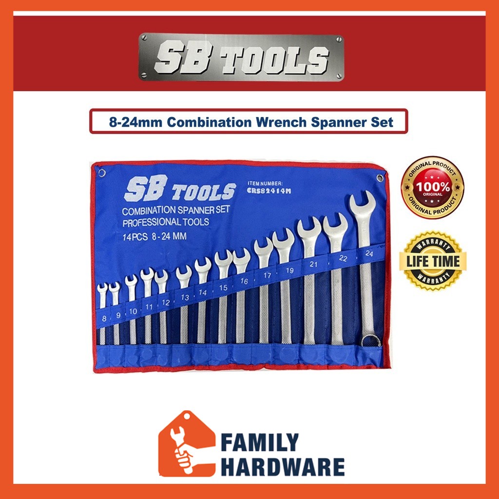 SB TOOLS HEAVY DUTY 8-24 MM COMBINATION WRENCH SPANNER SET Spanar ...
