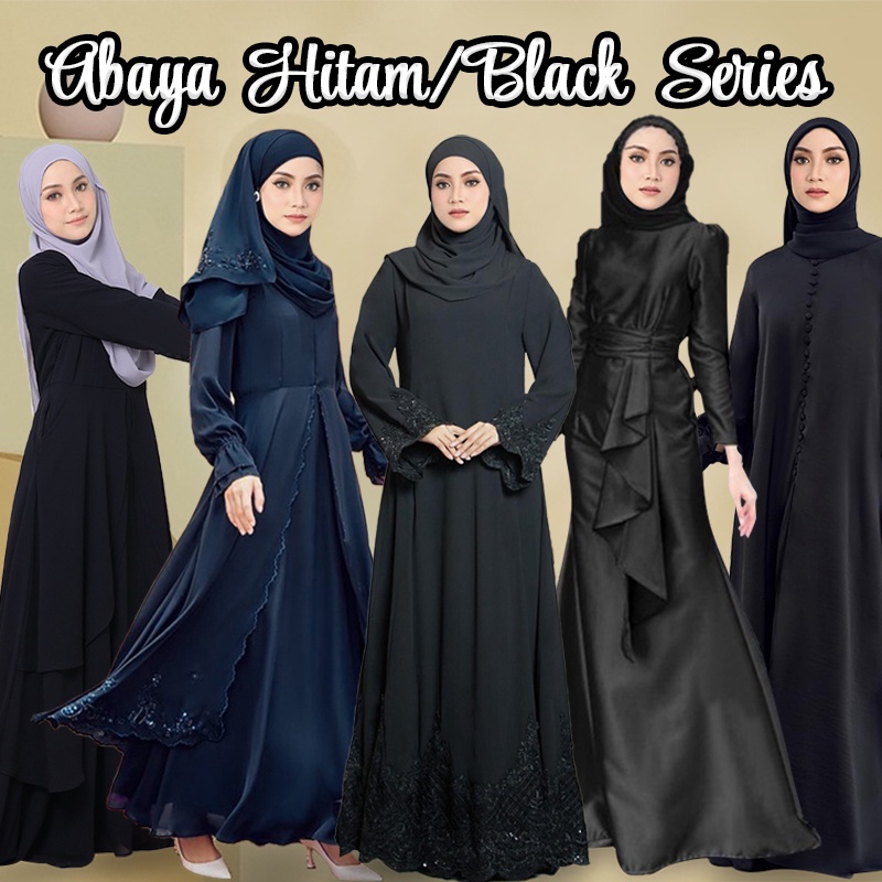 Abaya Hitam Baju Raya 2023 Abaya Lace Jubah Muslimah Belted Dress Abaya ...