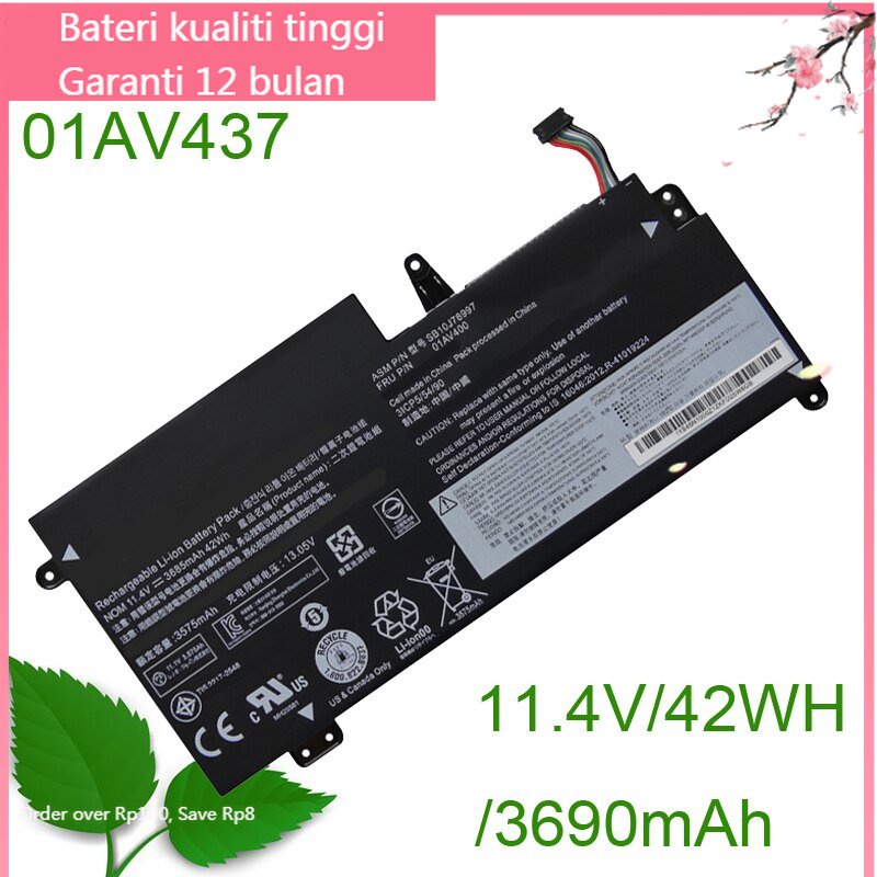 Benar laptop Bateri 01AV437 11.4V/42WH/3690mAh For S2 13 20GL 13.3 ...