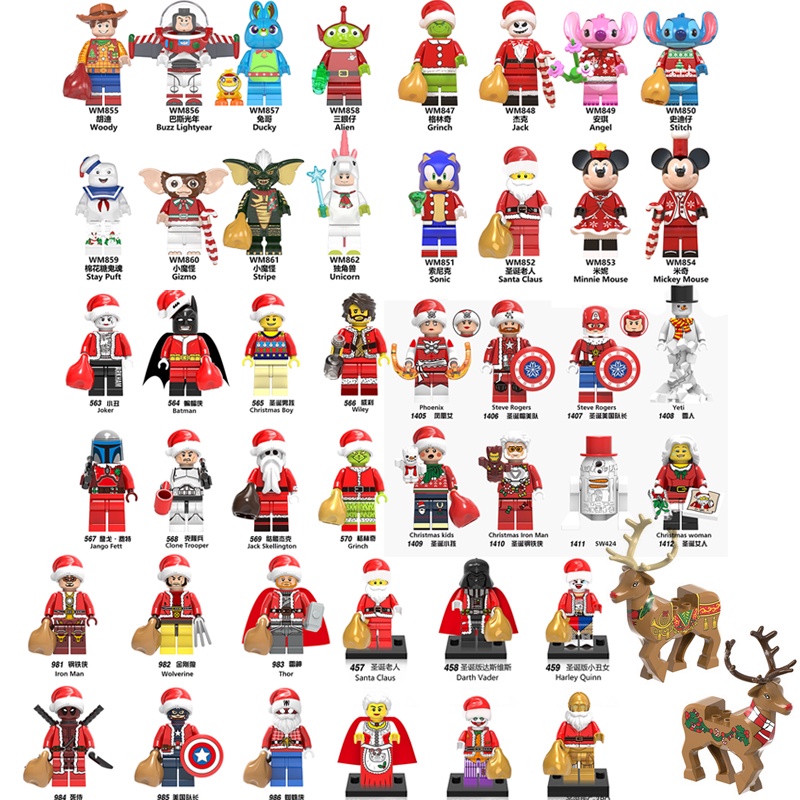 Christmas Series Minifigures Building Blocks Stitch Mickey Toy Story ...