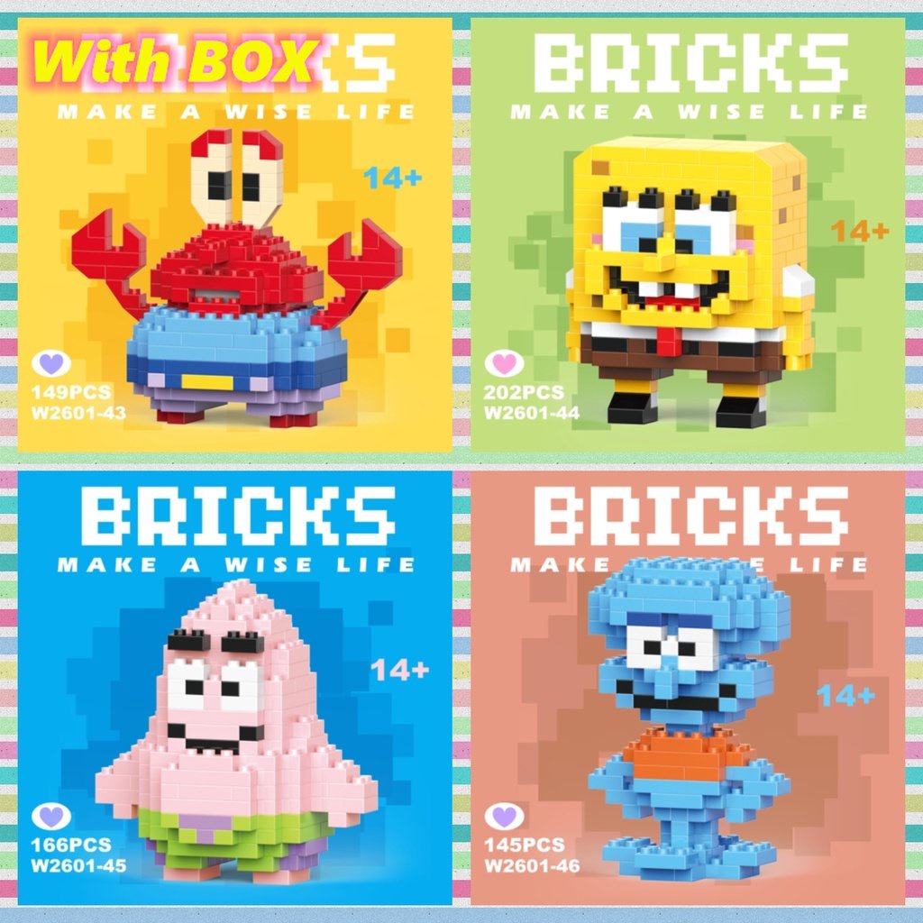 Cartoon SpongeBob Patrick Star Pikachu Building Blocks Micro Blocks ...