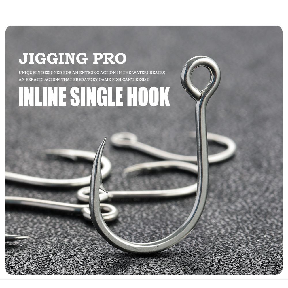 Jigging Pro Inline Single Hook Heavy Duty Super Sharp Hook High Carbon Steel Lures Hooks Minnow ...