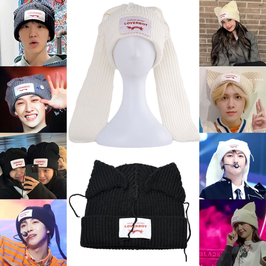 Kpop Idol StrayKids pink NCT Same Style Solid Color Knitted Hat Korean ...