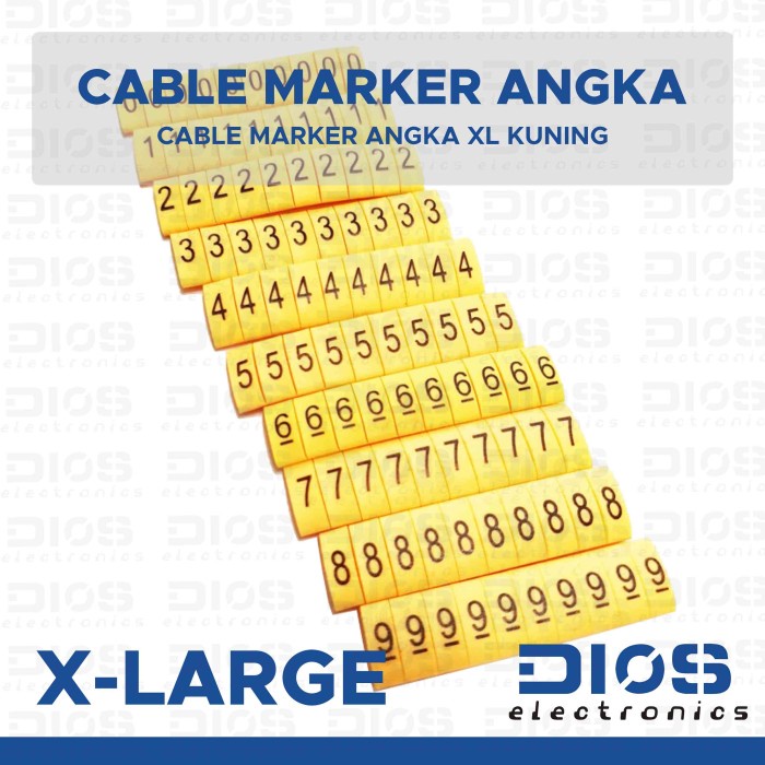 Cable Marker Numbers 0-9 XL Yellow / Cable Marker (per 1 pc of numbers ...
