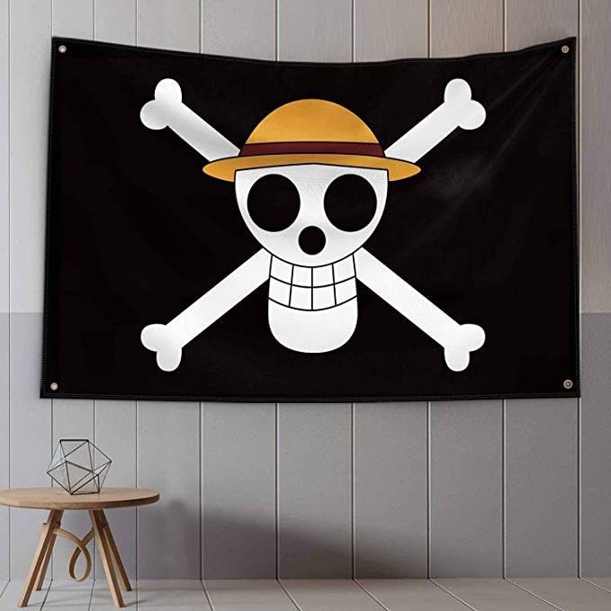 FLAG ONE PIECE STRAW HAT LUFFY PIRATE ANIME PIRATES FLAG JOLLY - COLOR ...