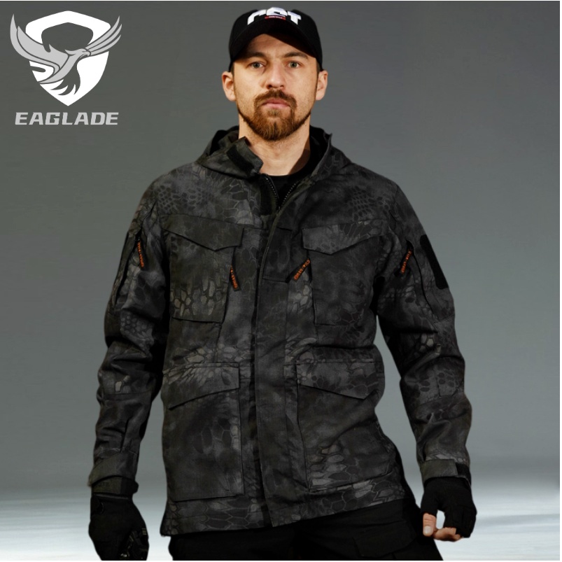 Eaglade Tactical Hiking Jacket In Black Python Waterproof Windbreaker ...