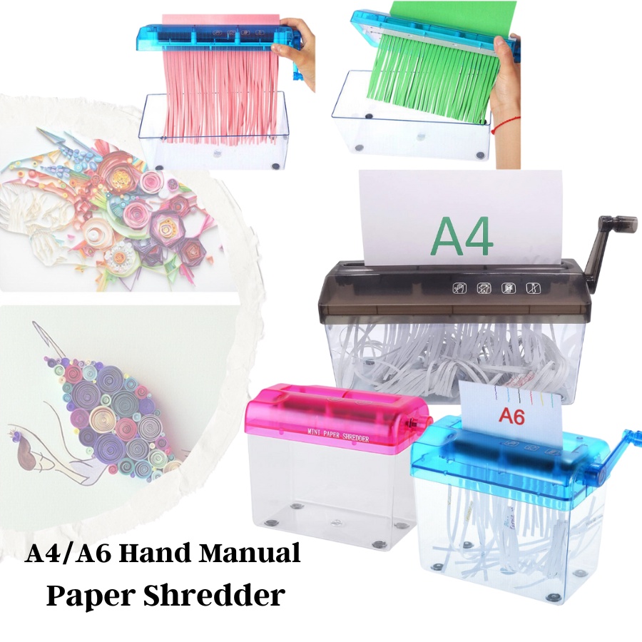 A4/A6 Paper Shredder Privacy Protection Manual Hand Crank Office ...