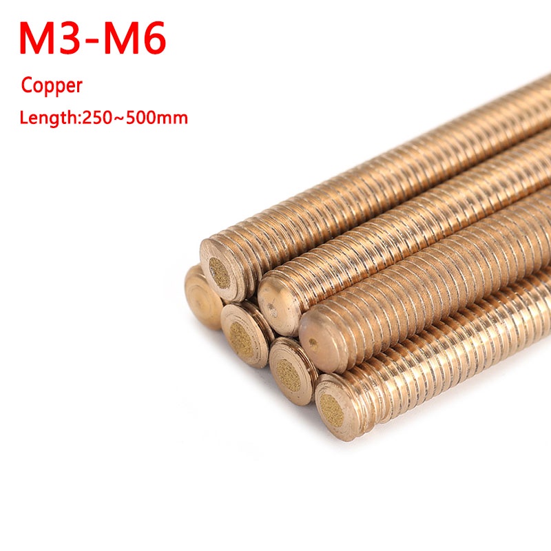 1Pcs Brass Thread Rod M2 M2.5 M3 M4 M5 M6*250-500mm Brass Metric Bolt ...