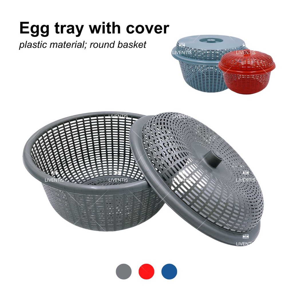Egg Tray with Cover Round Basket Small Medium Large Egg Basket Plastic ...