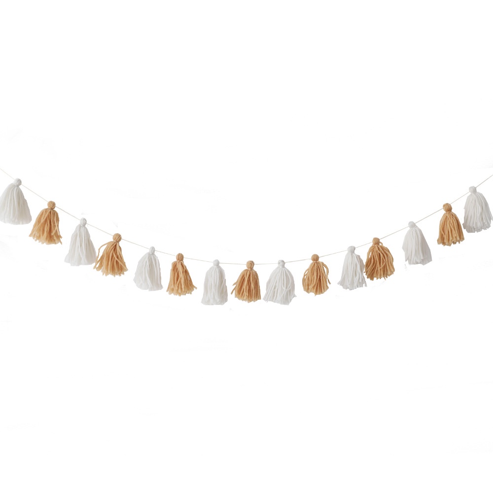 INS Baby Shower Knitting Wool Tassel Banner Kids Birthday Garland ...