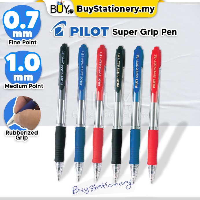 Pilot Pen Super Grip Ball Pen Hitam Blue Pen Alat Tulis 0.7 1.0 -(1s ...