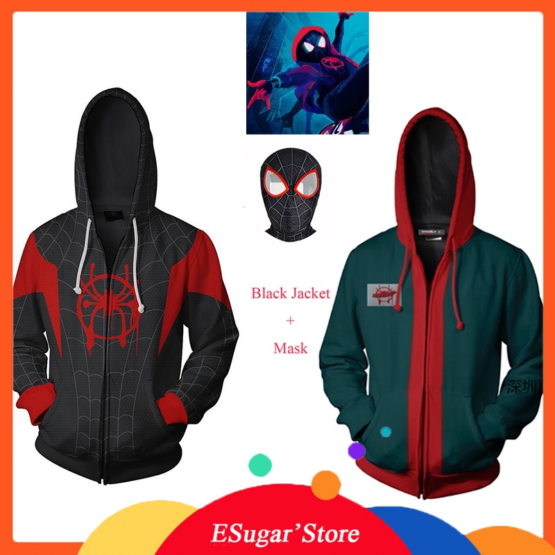 Spiderman Costume Adult Men Miles Morales Jacket Mask Suit Spiderman