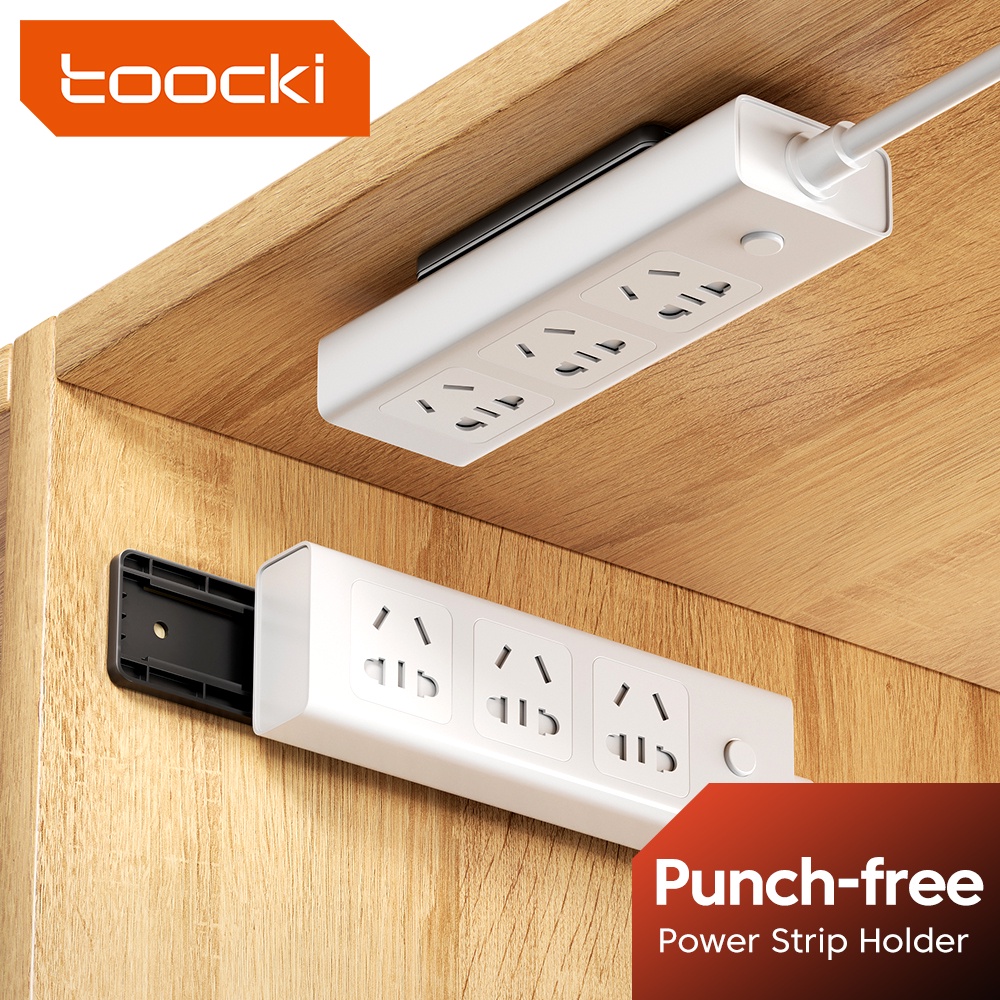 Toocki Wall-Mounted Sticker Power Strip Holder Punch-free Power Sockets ...