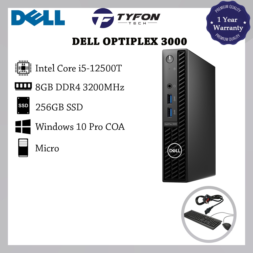 Dell Optiplex 3000 Micro i5-12500T 8GB DDR4 RAM 256GB SSD Win 10 Pro ...