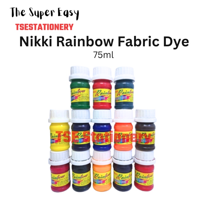 NIKKI Rainbow Non Toxic Fabric Paint Dye 75ml Pewarna Kain Colour 织物染料 ...