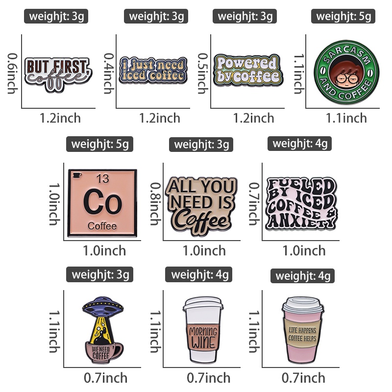 Coffee Enamel Pins Funny Creative Barista Brooch Text Coffee Cup Pin ...