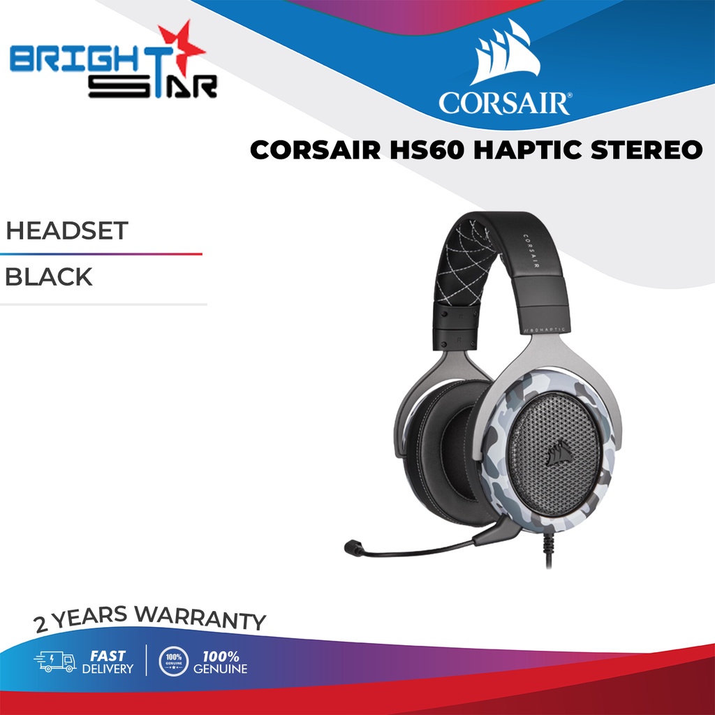 Corsair HS60 Haptic Stereo Gaming Headset Black | Shopee Malaysia