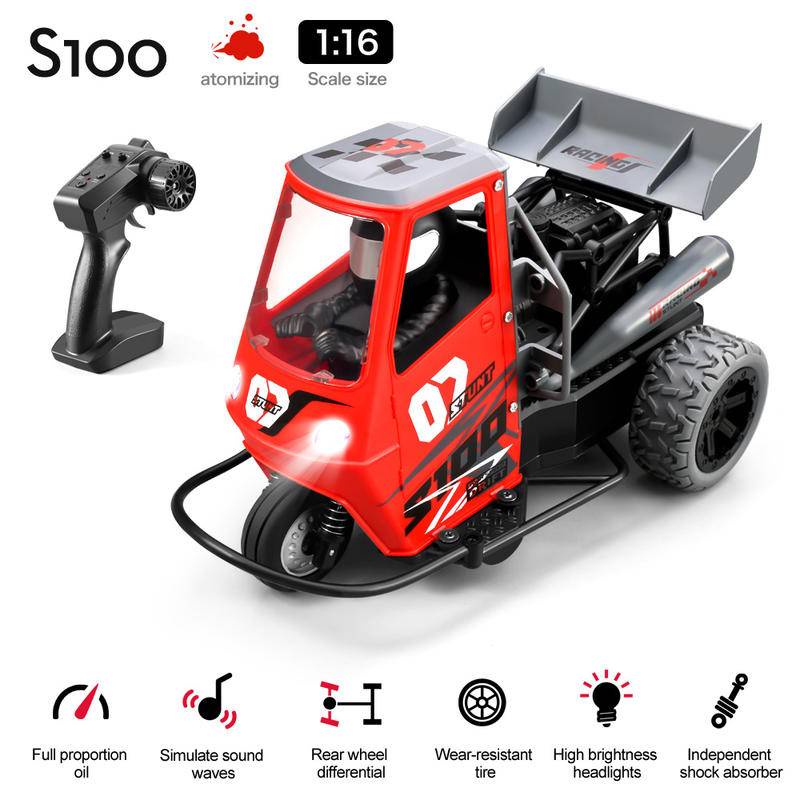 RC Cool Tricycle Racing Car 1:16 2.4G 25km/h Remote Control Motorcycle ...