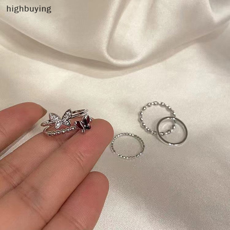 HBMY 3Pcs/4Pcs Hip Hop Punk Open Adjustable Rings Set Womens Ring ...