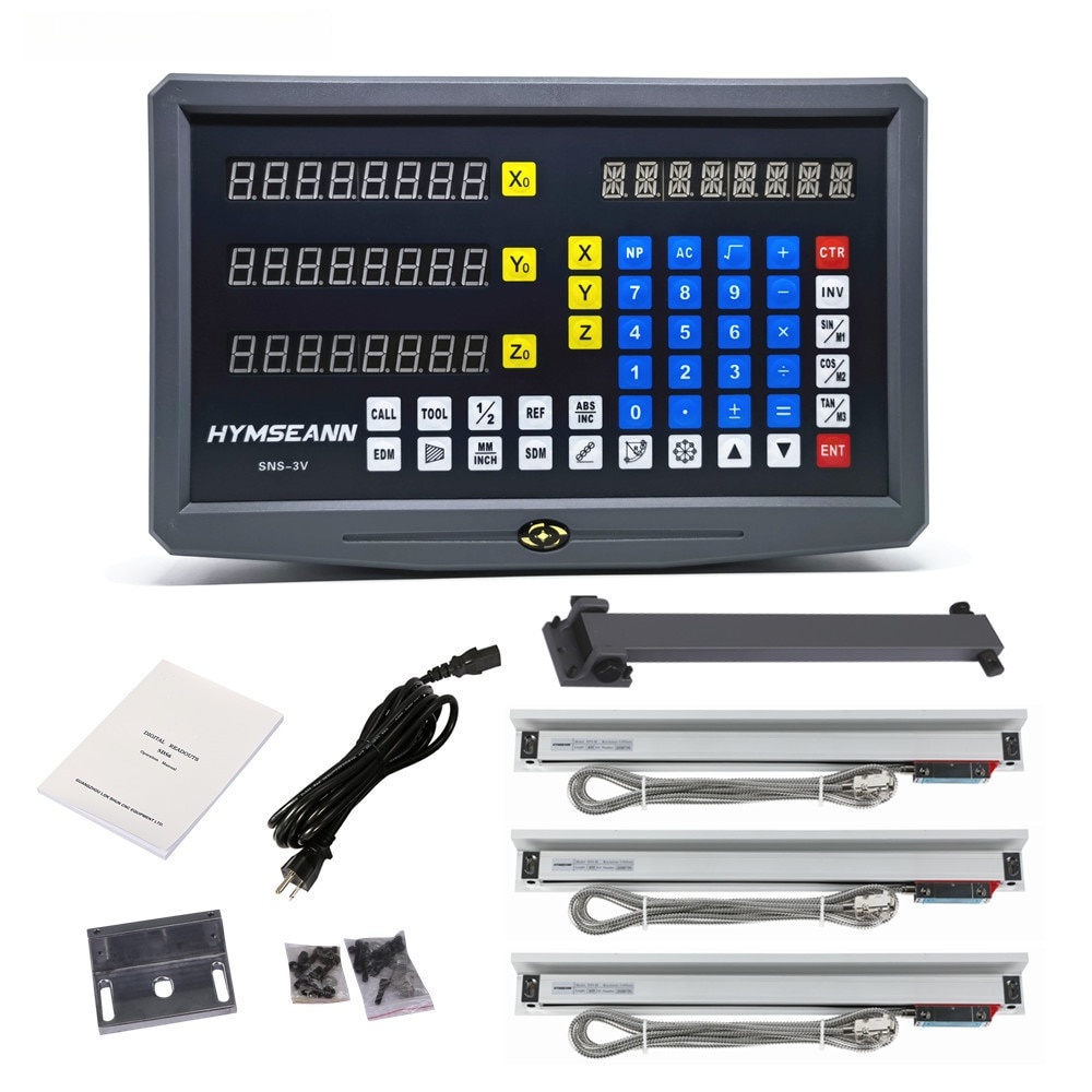 Complete Set SNS-3V 3 Axis Lathe Mill DRO Digital Readout Kit With 3 ...