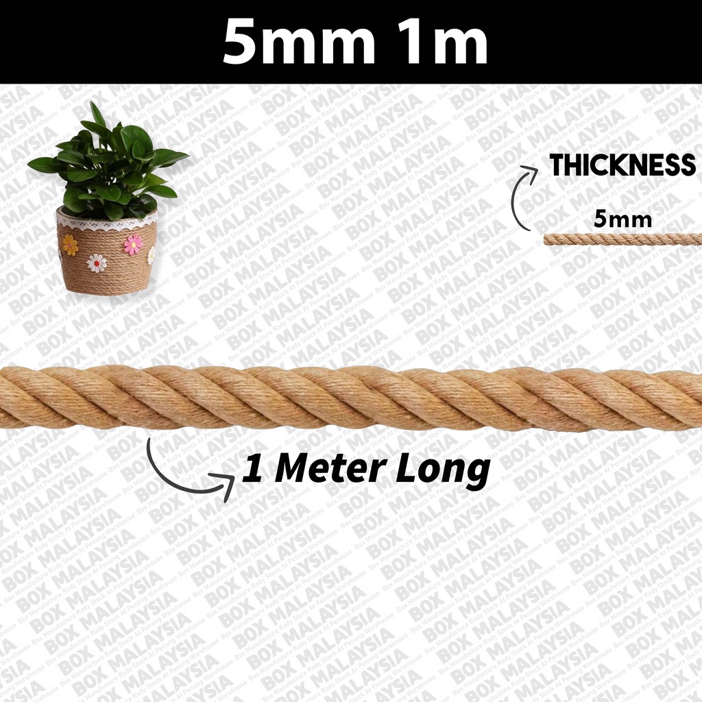 1mm-20mm Brown Hemp Rope / Tali Guni / Jute Rope Twine Cord String ...