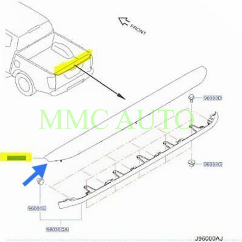 NISSAN D23T NAVARA 2015 NP300 REAR BOOT BONNET TOP GARNISH COVER/ UPPER ...