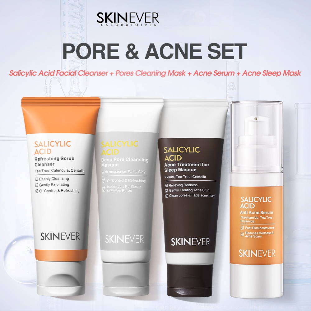 SKINEVER Pore&Acne Set Salicylic Acid Acne Treatment Ice Sleep Masque ...