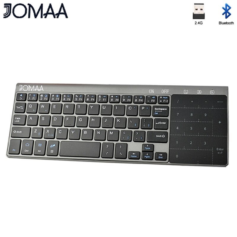 JOMAA 2.4G+Bluetooth Keyboard with Touchpad Mouse Numberic Pad Wireless Keypoard for I Pad ...