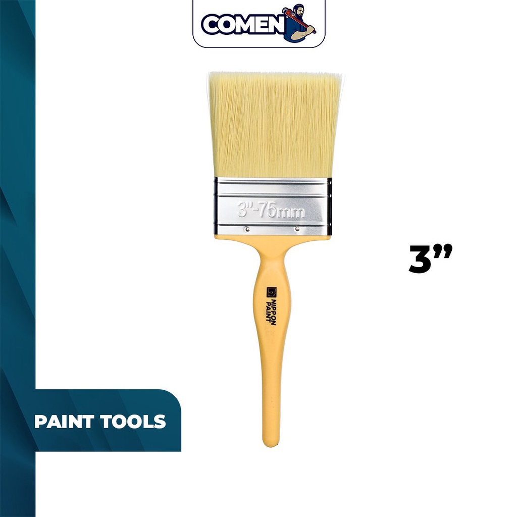 NIPPON PAINT Synthetic Filament Paint Brush 750 (3 Inch) Wooden Brush ...