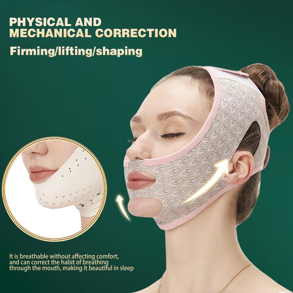 V-shaped face lifting strap sleep slimming face bandage double chin V ...