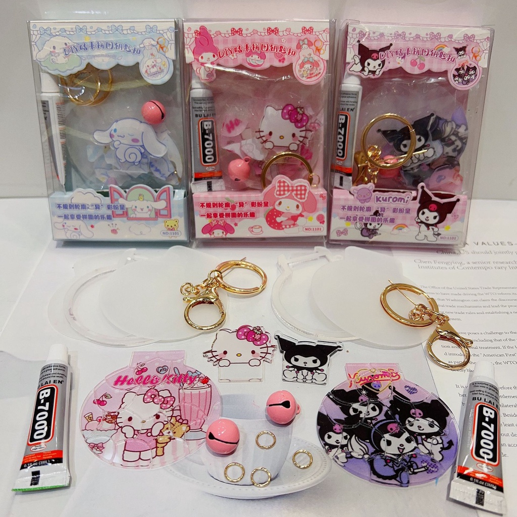 Sanrio DIY Goo Card Keychain Pendant Sticker Goo Card Puzzle Keychain ...