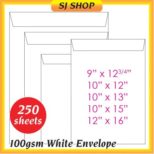 A4 White Envelope | 9x14 10x12 10x13 10x15 12x16 | A4 Envelope | Sampul ...