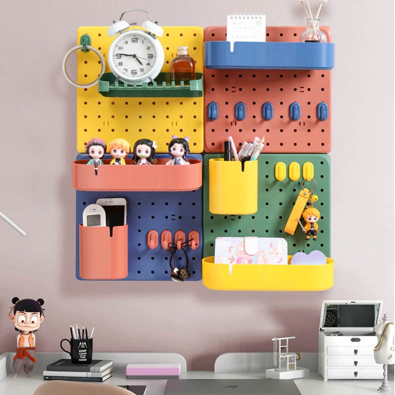 Wall Peg Board Hanging Holes Rack Stacking Shelves Non-perforated ...