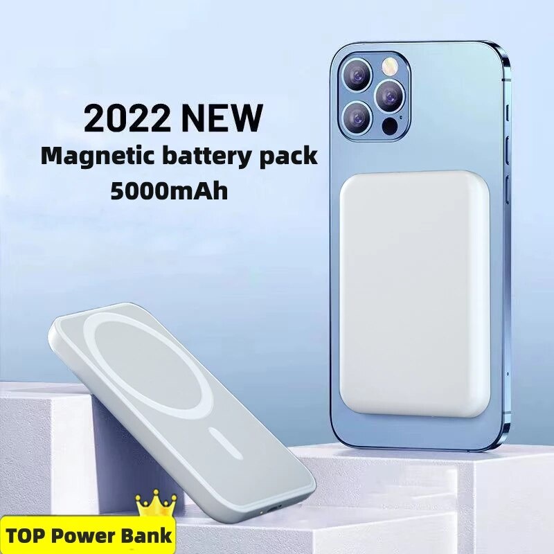 Mini 5000mAh Magnetic Power Bank For Magsafe Battery Wireless Fast ...