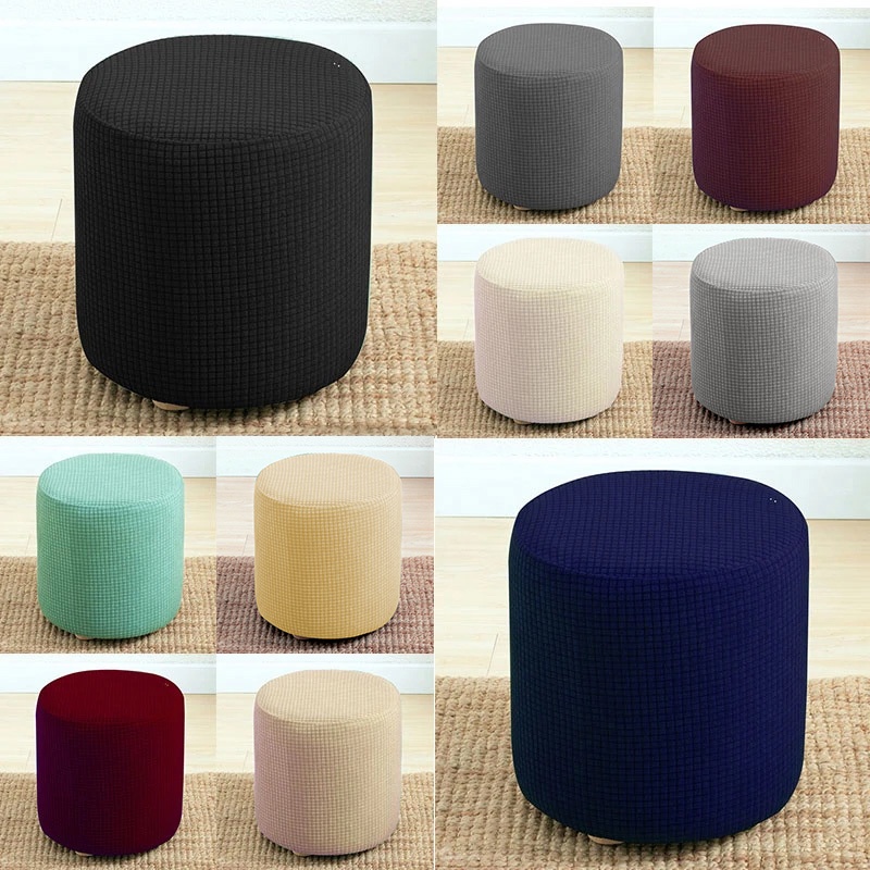 Round Footstool Cover Polyester Elastic Seat Cover Dust-proof Ottoman ...