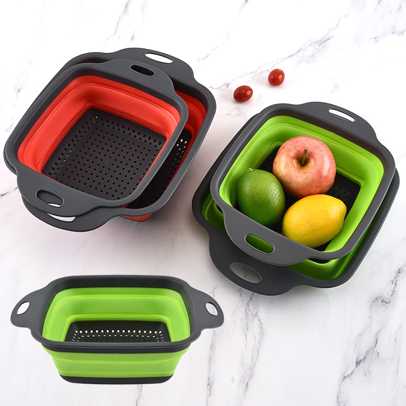 Silicone Folding Drain Basket Fruit Vegetable Washing Basket Foldable ...