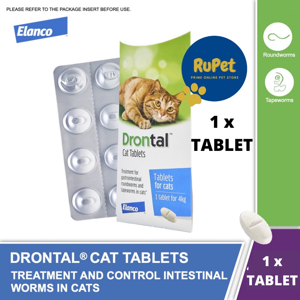 (100% ORIGINAL)(Exp 2026) 1xTablet Drontal Cat Tablets Dewormer - Cat ...
