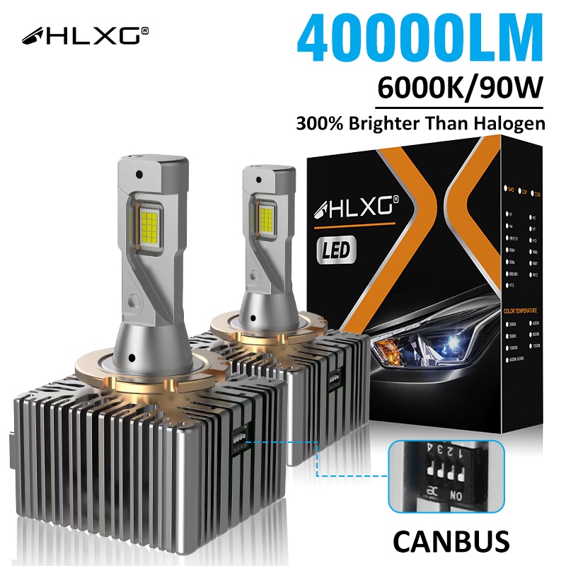 【Super Bright】HLXG 40000LM 1pair D1S LED Canbus D3S D4S D2S D8S LED Headlights HID D1R D2R D3R ...