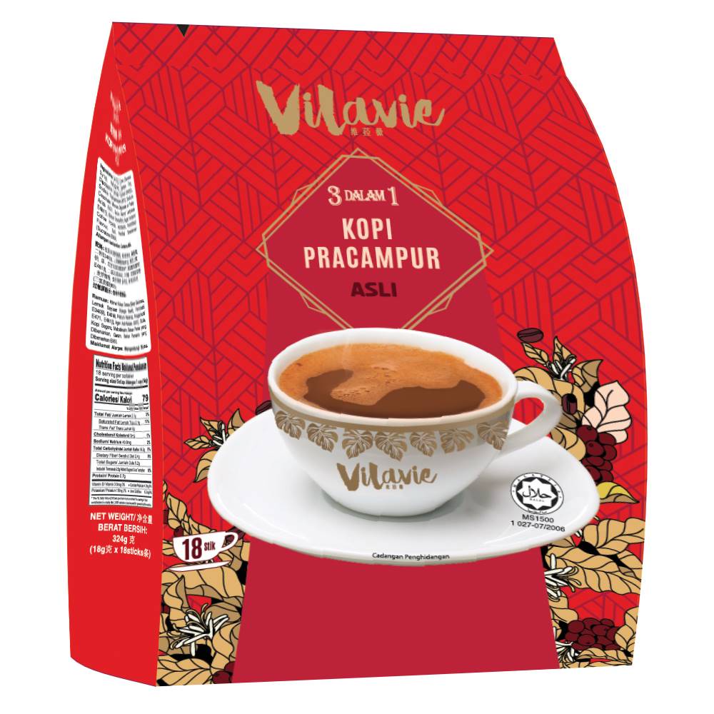 Vilavie 3 in 1 Premix Coffee Original (18g x 18 Sachets) | Shopee Malaysia