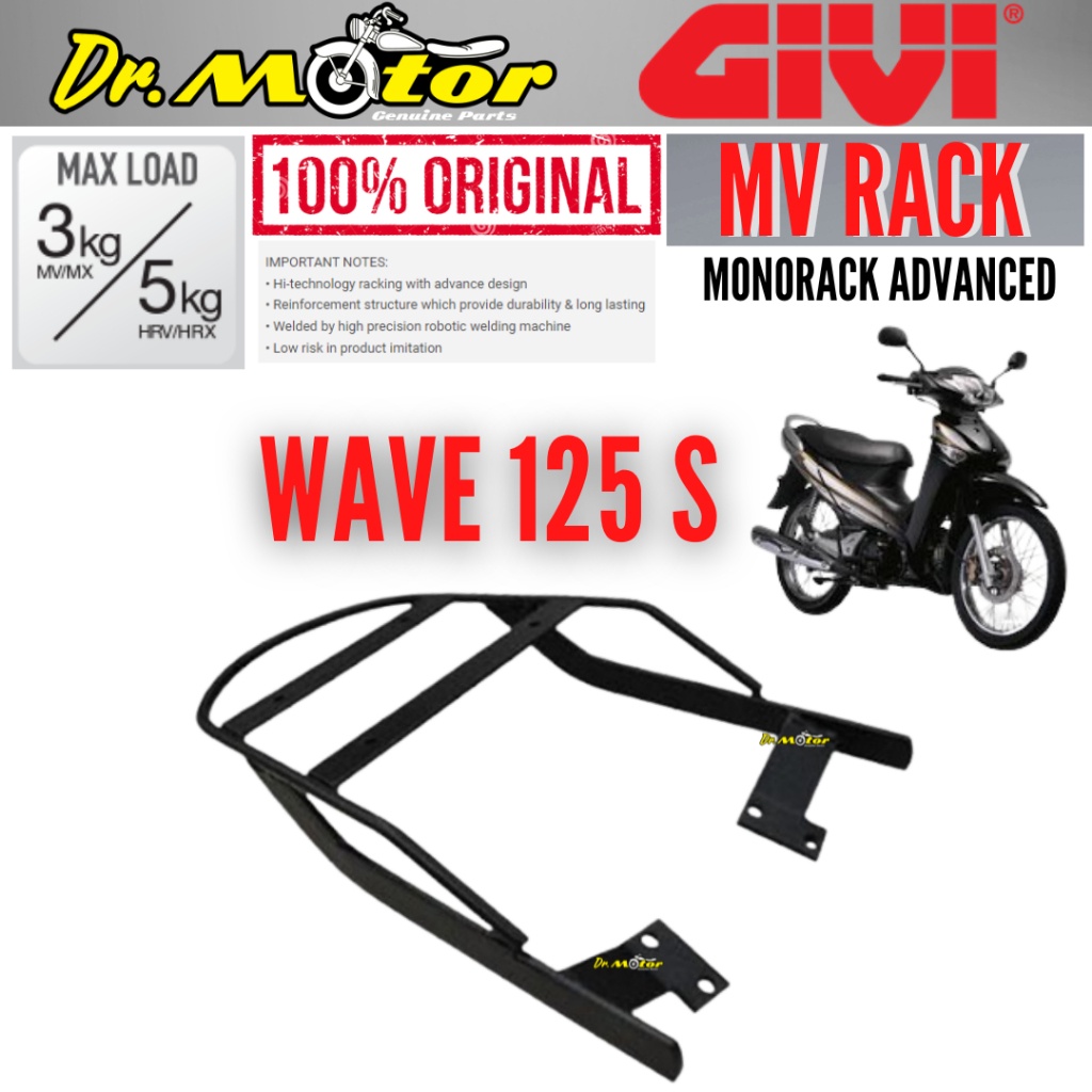HONDA WAVE 125 S WAVE125S WAVE125 GIVI MV MONORACK ADVANCE MONO RACK CARRIER BELAKANG TAPAK BOX ...
