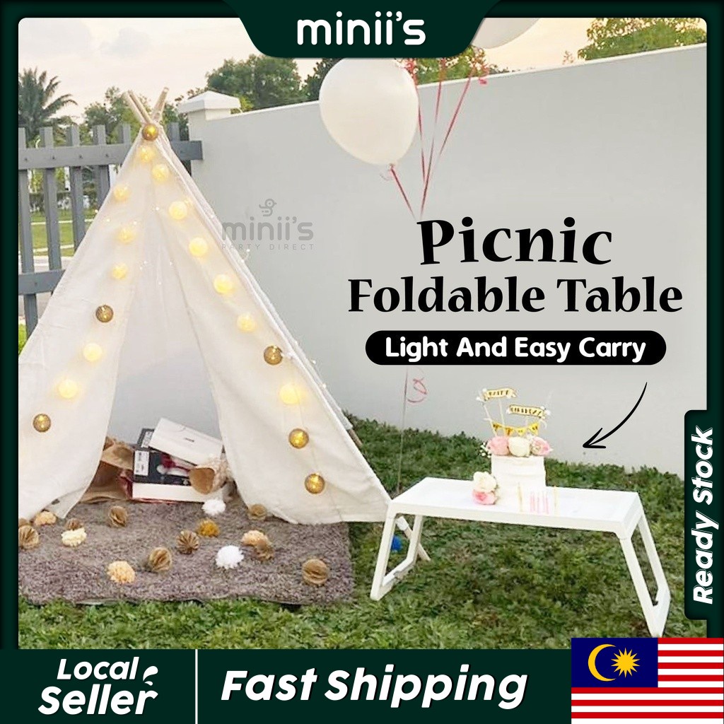 MINIIS PARTY INS Portable Picnic Table Foldable Table Set Meja Picnic ...