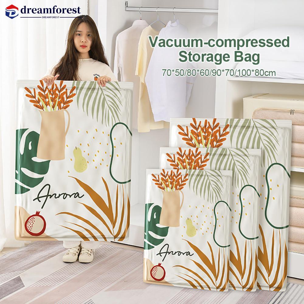 DREAMFOREST Reusable Vacuum Storage Bags For Clothes Compressed Bag Hand Pump Travel Save Space ...