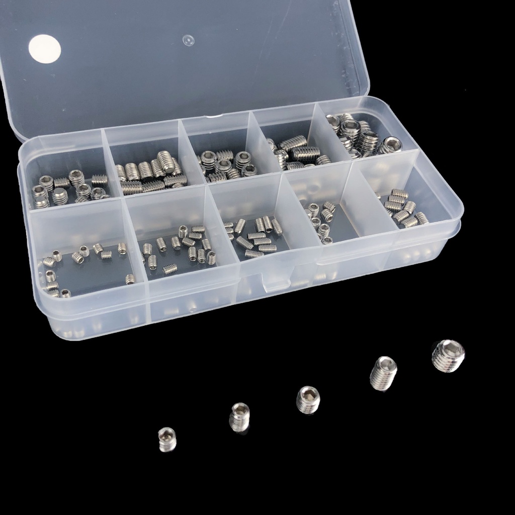 220pcs M3 M4 M5 M6 M8 Stainless Steel Allen Head Socket Hex Set Grub ...