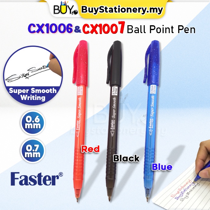 Faster Pen CX1006 CX1007 Ball Pen Smooth 0.6 0.7 Black Blue Red - (1s ...